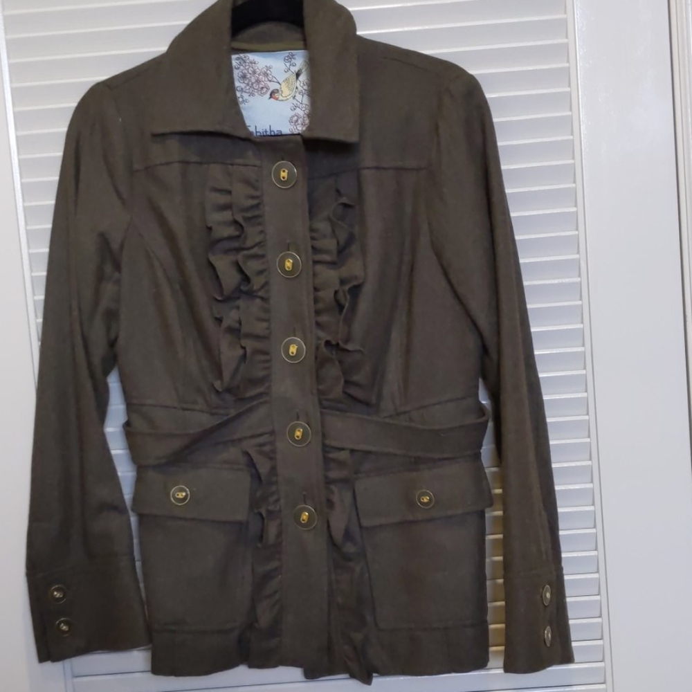 Tabitha Anthropologie Oxer Military Jacket 8 - Gem
